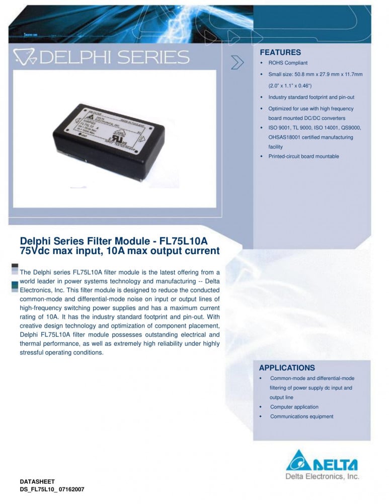 FL75L10A datasheet page 1