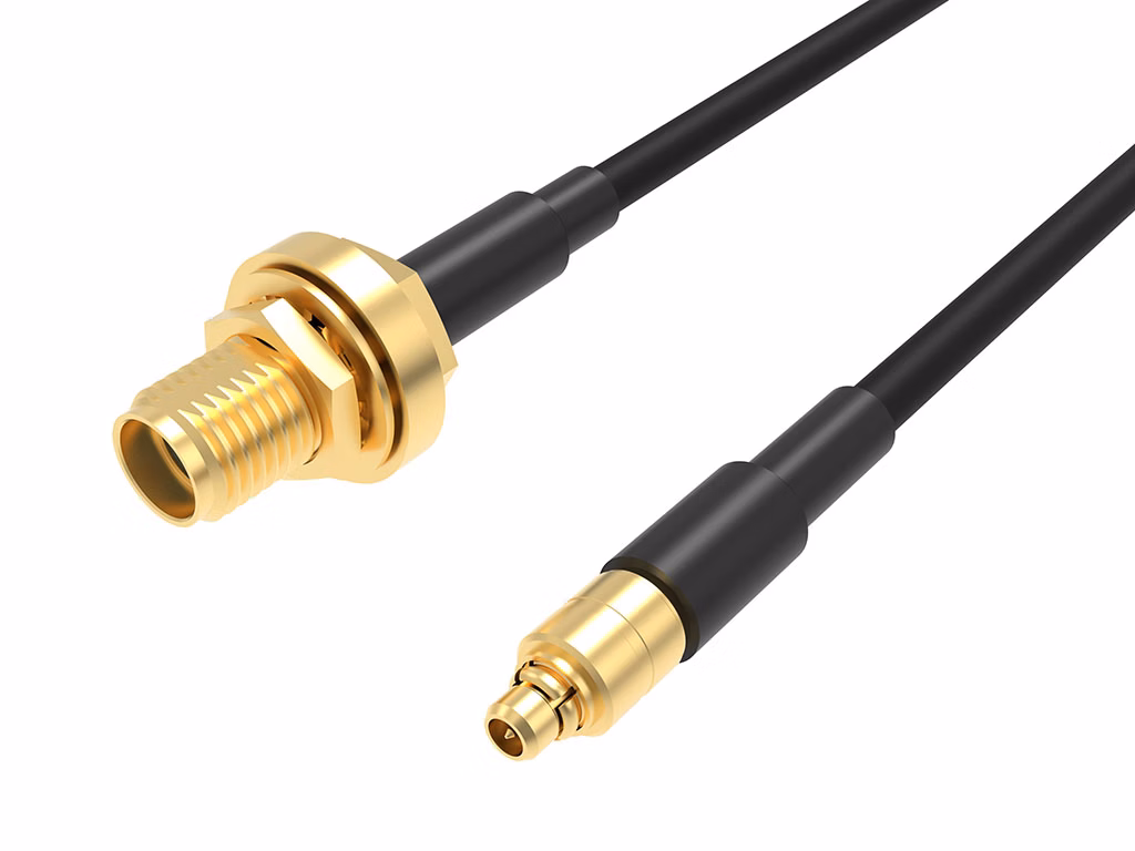 MMCX PoC Straight Plug to SMA Straight Bulkhead Jack on RG-174LL Cable, 200.00mm Length, 50 Ohms for sale