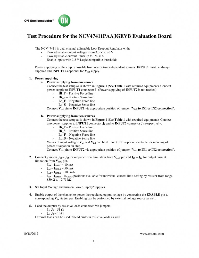 NCV47411PAAJGEVB evaluation procedure page 1