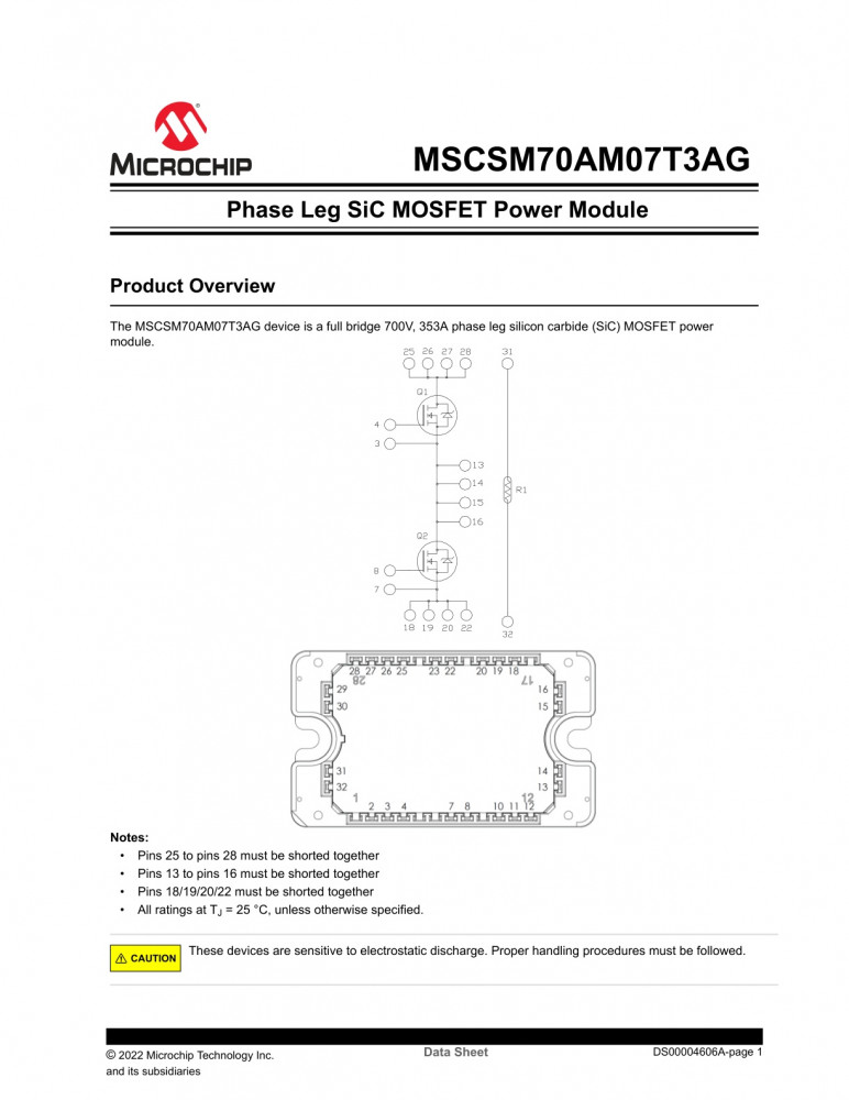 MSCSM70AM07T3AG datasheet page 1