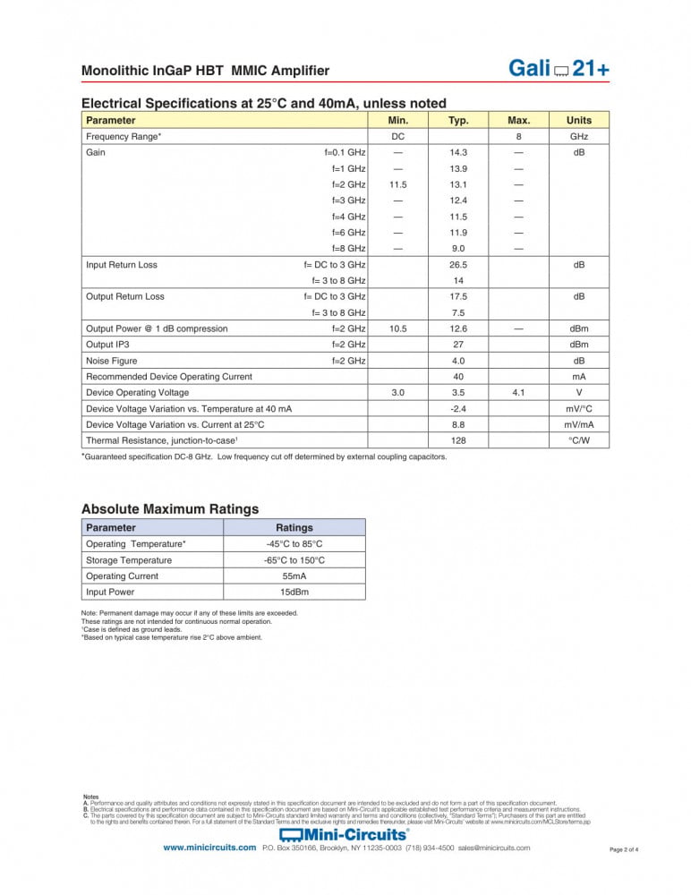GALI-21+ datasheet page 2