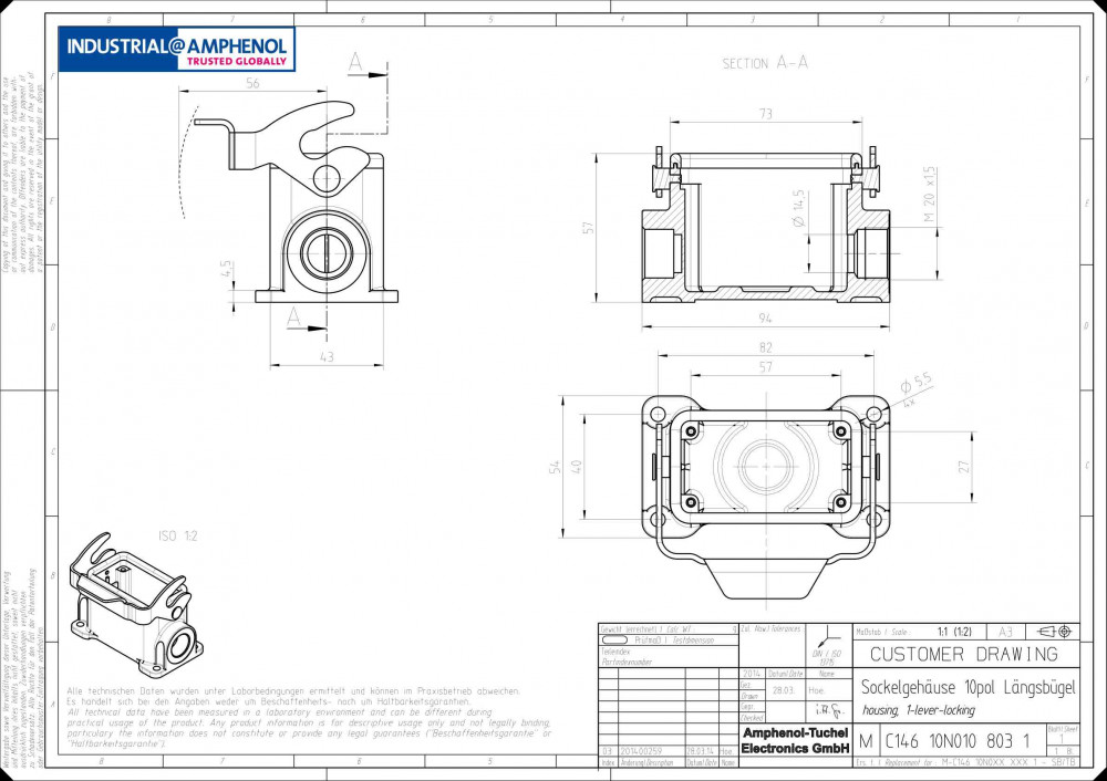 Amphenol C14610N0108031 customer drawing preview