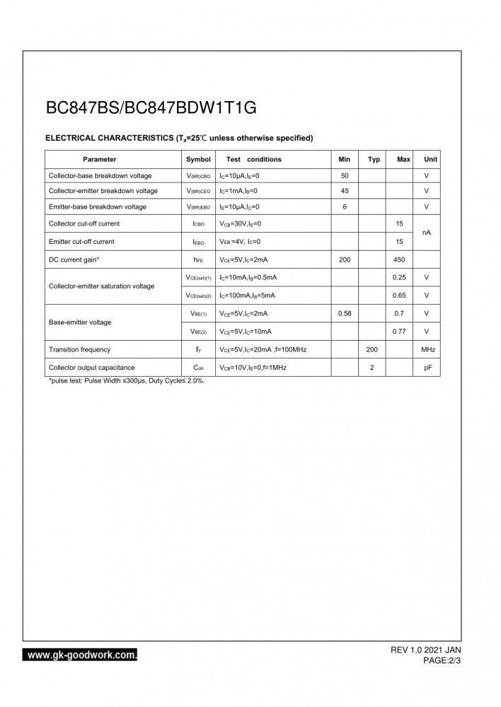 BC847BS technical document page 2