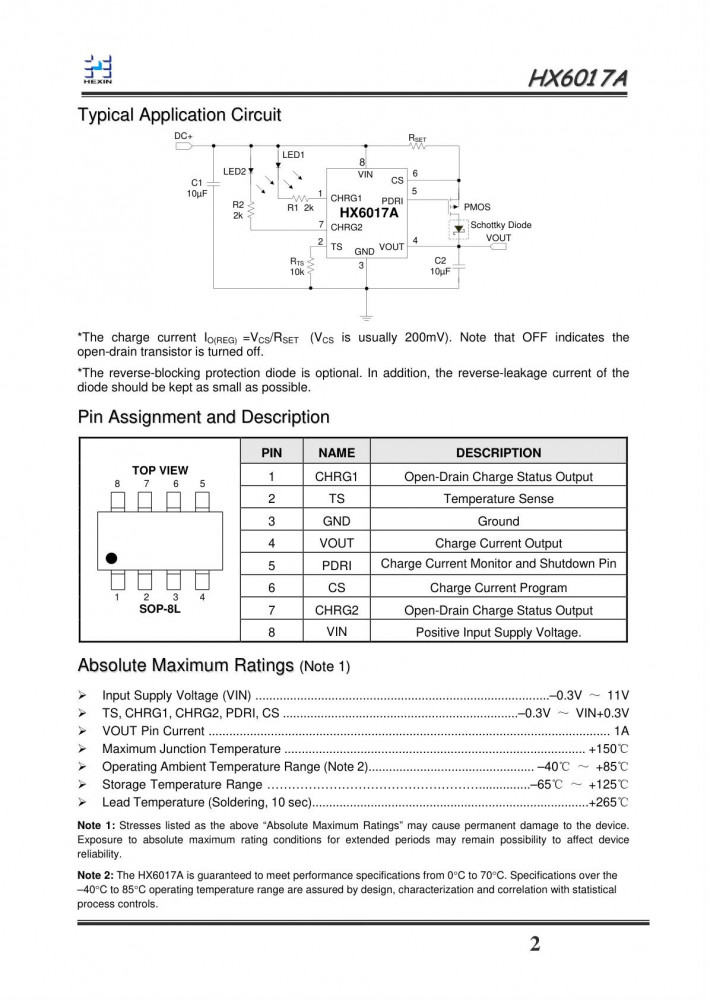 HX6017A datasheet page 2