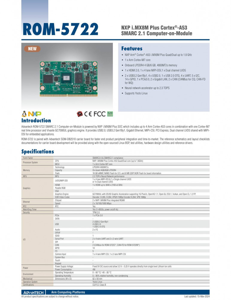 ROM-5722 product documentation page 1