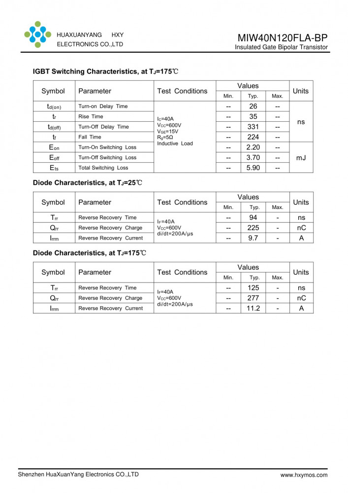 MIW40N120FLA-BP-HXY datasheet page 4