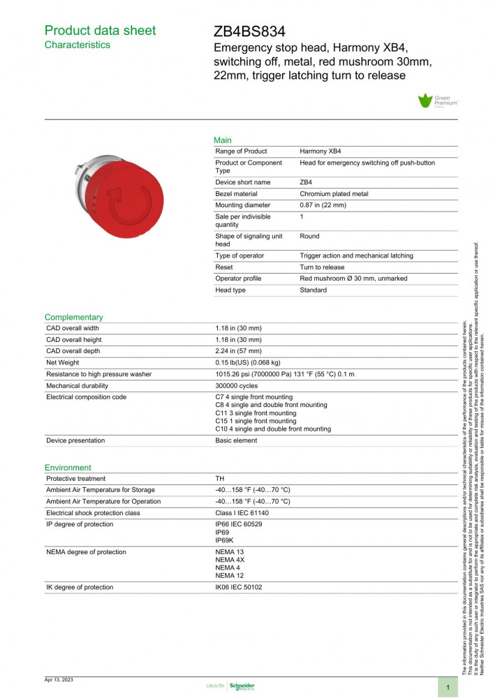 ZB4BS834 technical document page 1