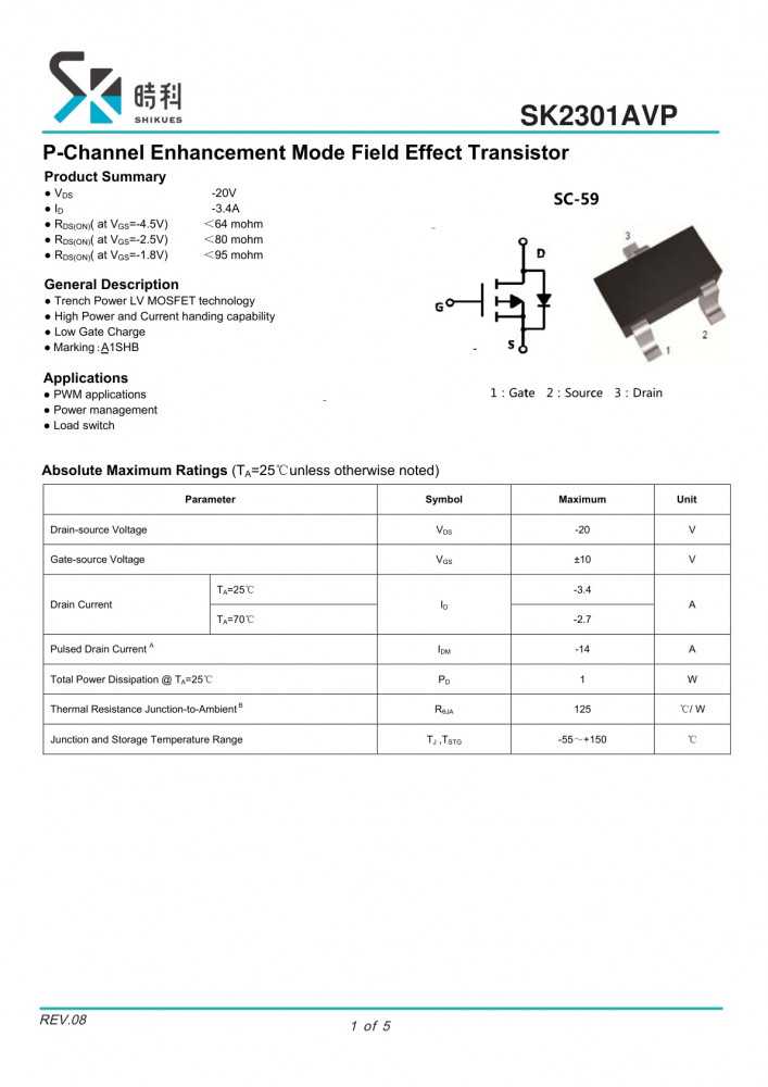 SK2301AVP datasheet page 1