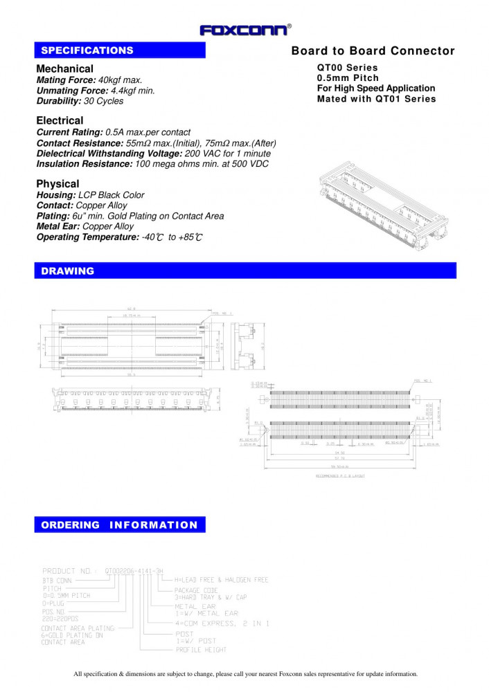 FOXCONN QT002206-4141-3H technical document page