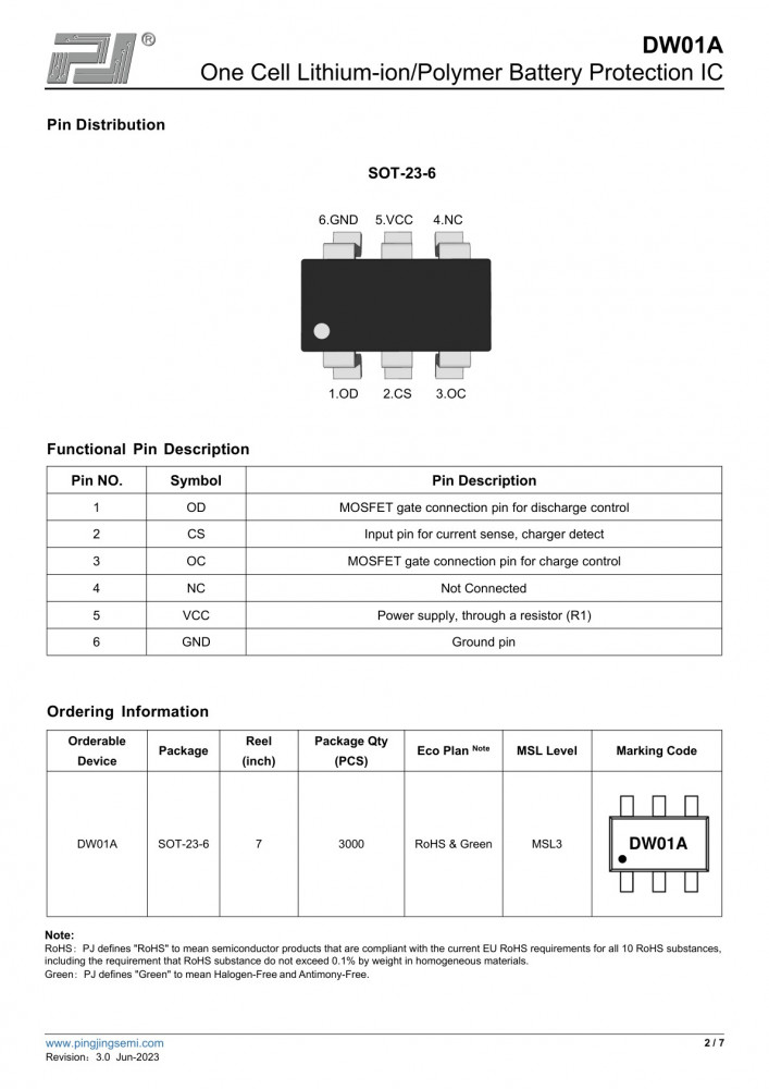 DW01A datasheet page 3