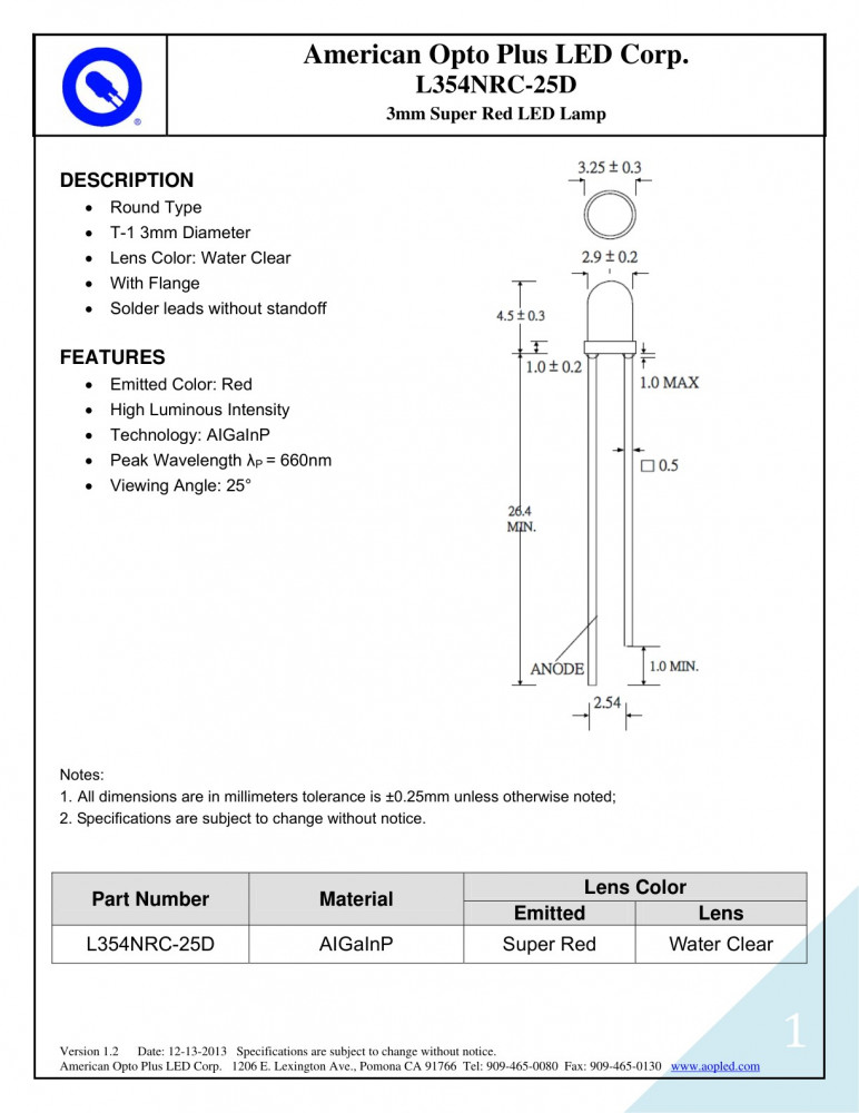 L354NRC-25D datasheet page 1