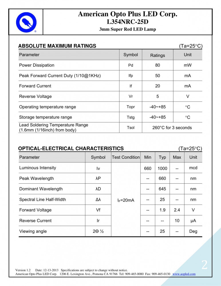 L354NRC-25D datasheet page 2