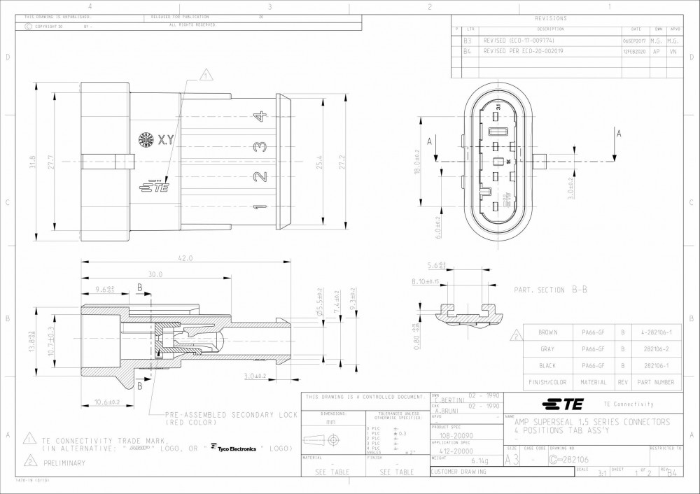TE Connectivity 282106-2 drawing, page 1