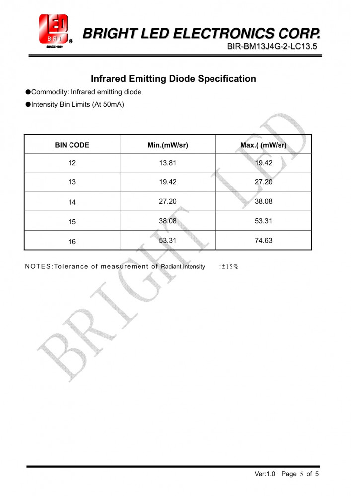 Product datasheet page 5