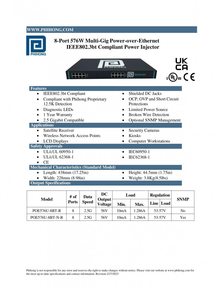 POE576U-8BT-R technical document page 1