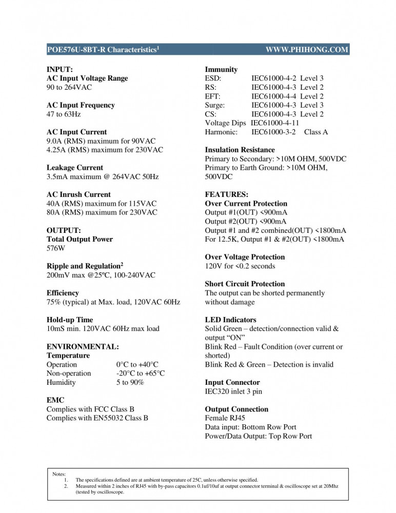POE576U-8BT-R technical document page 2