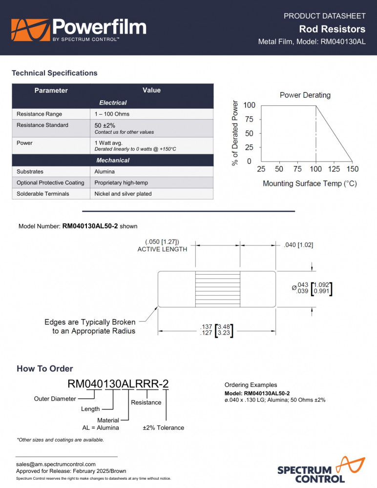 Spectrum Control RM040130 series technical document image