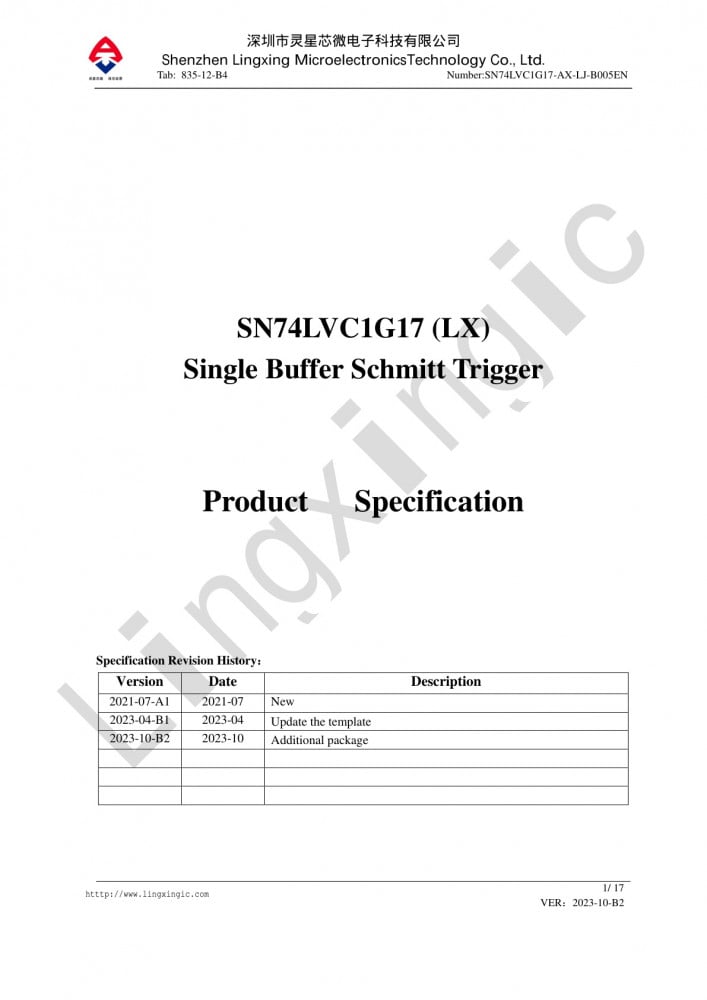 SN74LVC1G17DB(LX) datasheet page 1