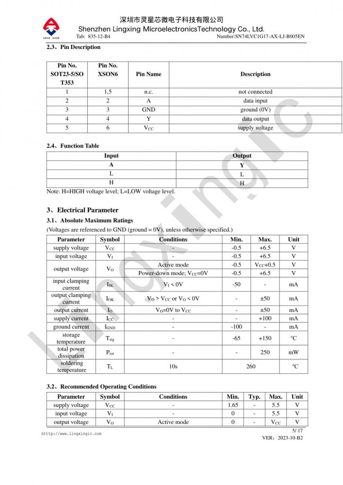 SN74LVC1G17DB(LX) datasheet page 5