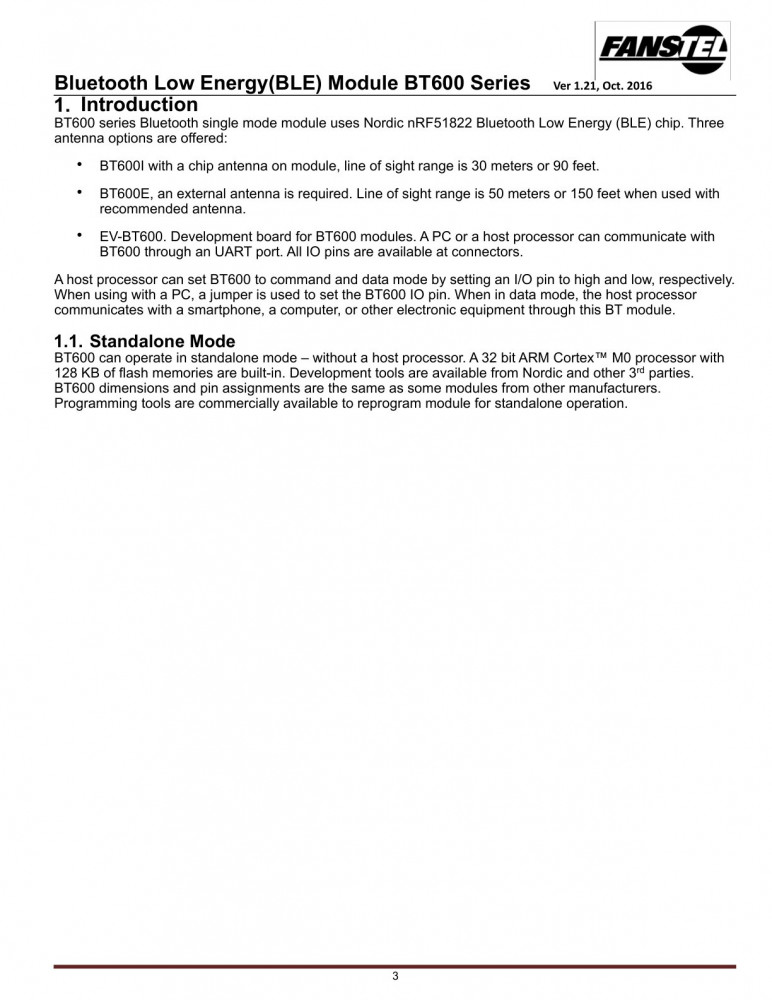 BT600E datasheet page 3