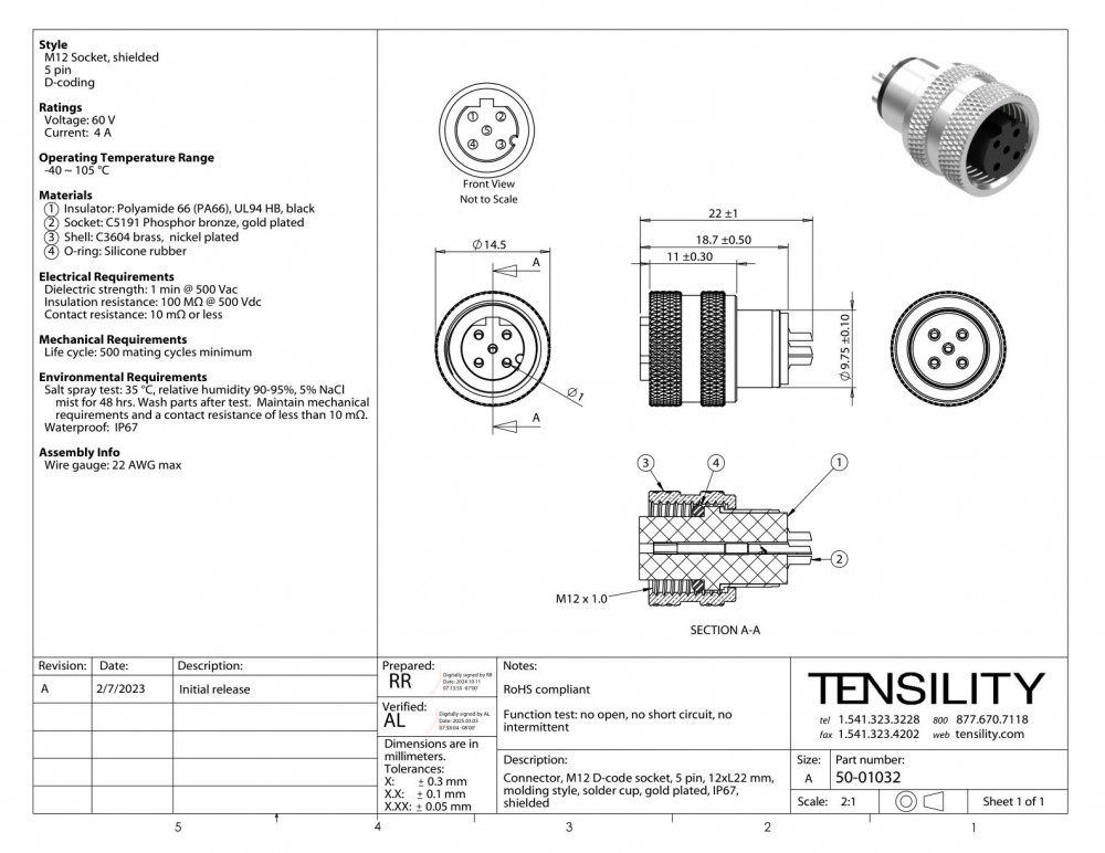 Tensility International 50-01032 product drawing