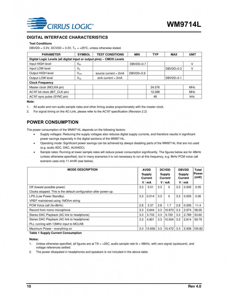 WM9714 datasheet page 10