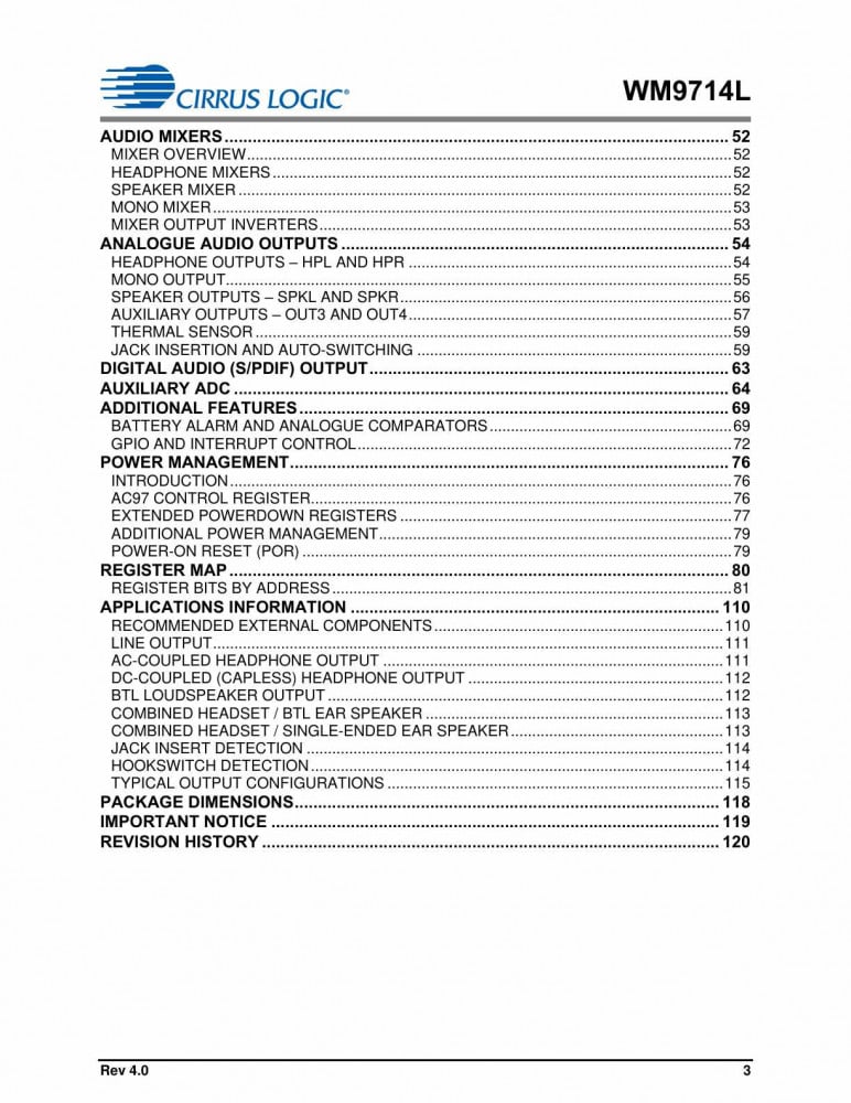WM9714 datasheet page 3