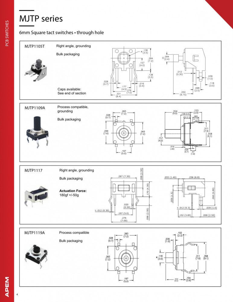 APEM MJTP datasheet page 4