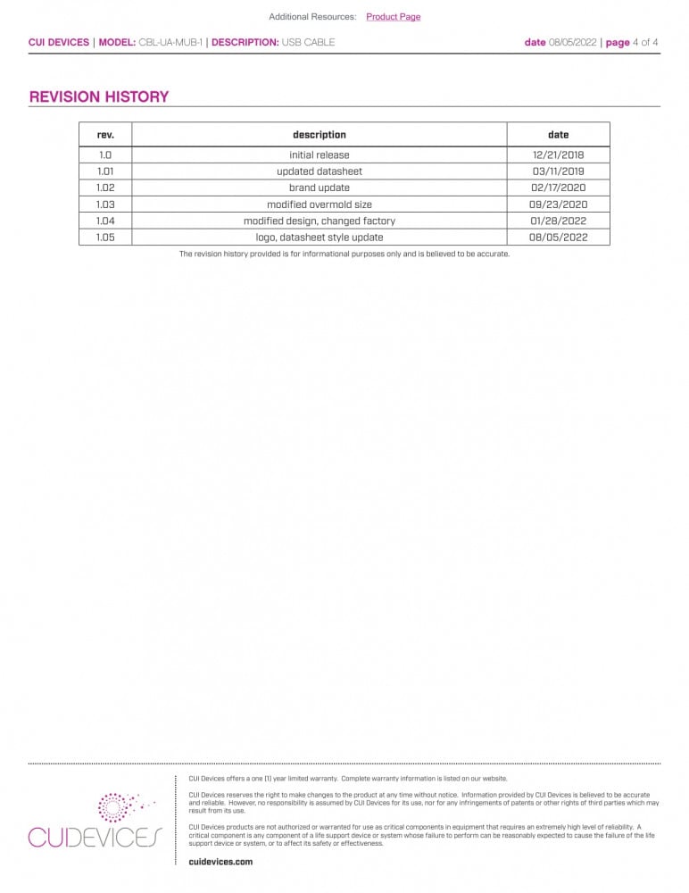 CBL-UA-MUB-1 technical document page 4
