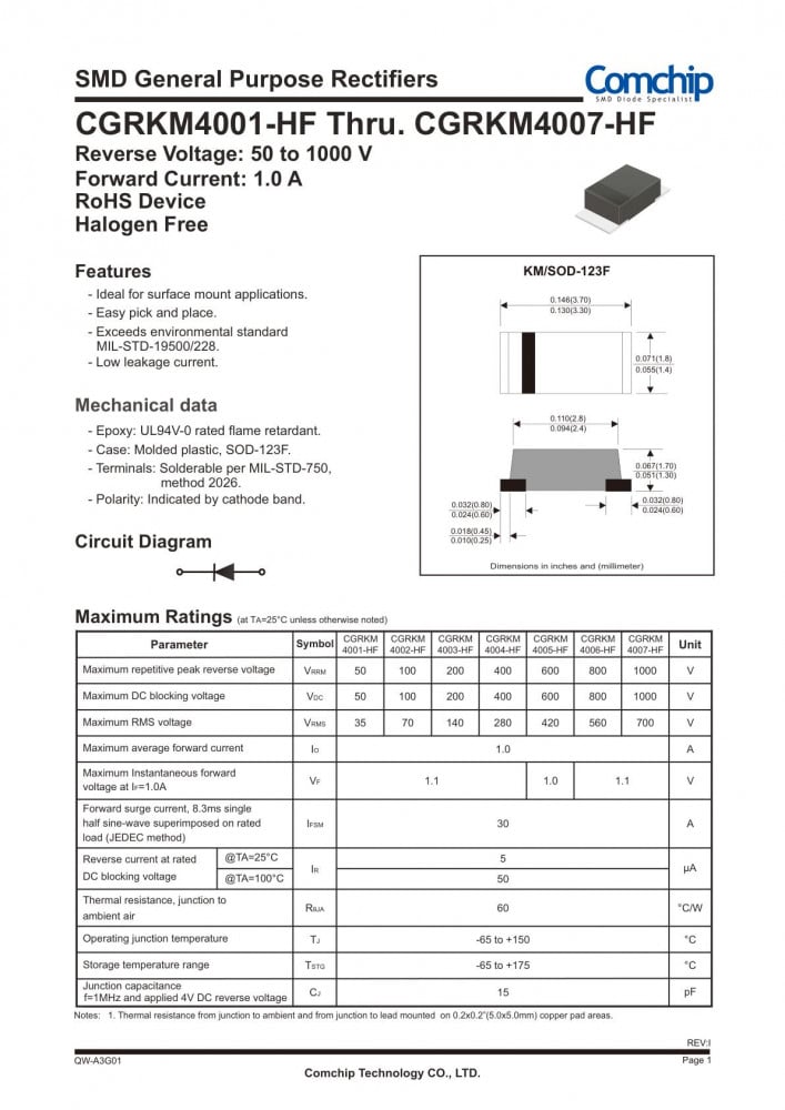 CGRKM4001-HF datasheet page 1