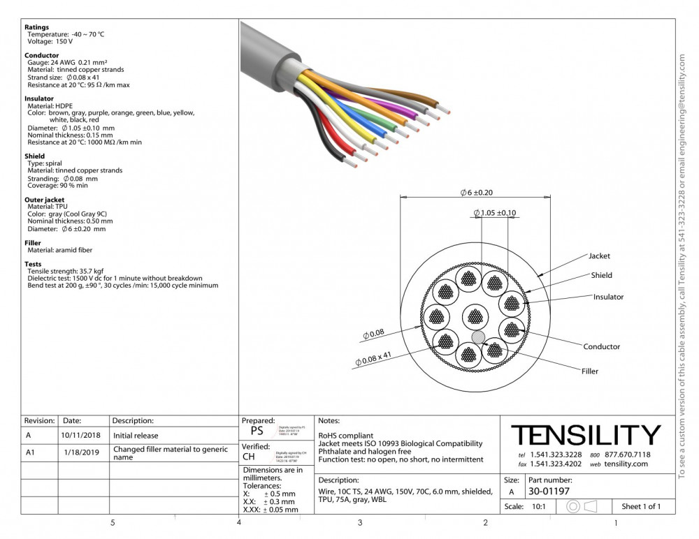 Tensility International 30-01197 cable drawing