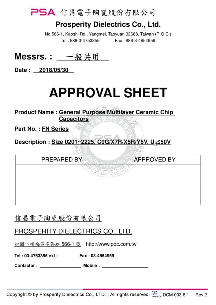 PSA FN Series datasheet page 1