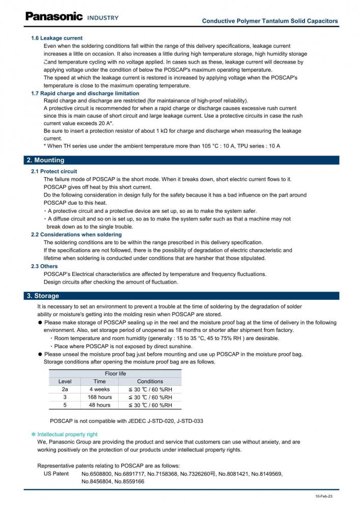Panasonic TPE series datasheet page 8