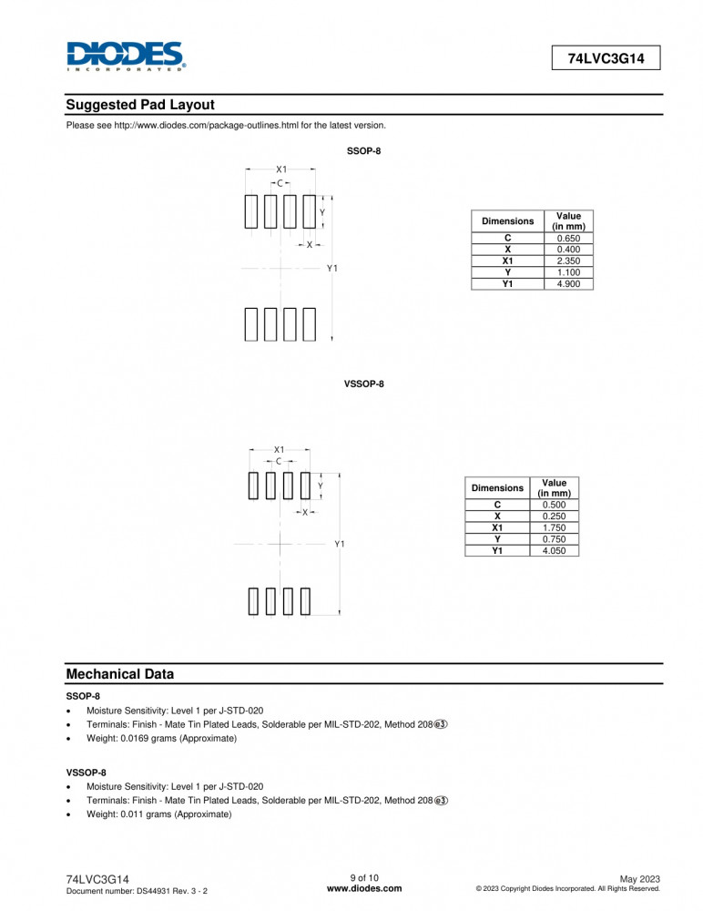 74LVC3G14V8-7 datasheet page 9