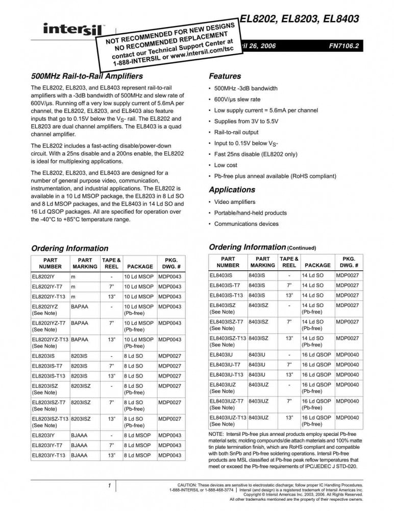 EL8403IS datasheet page 1