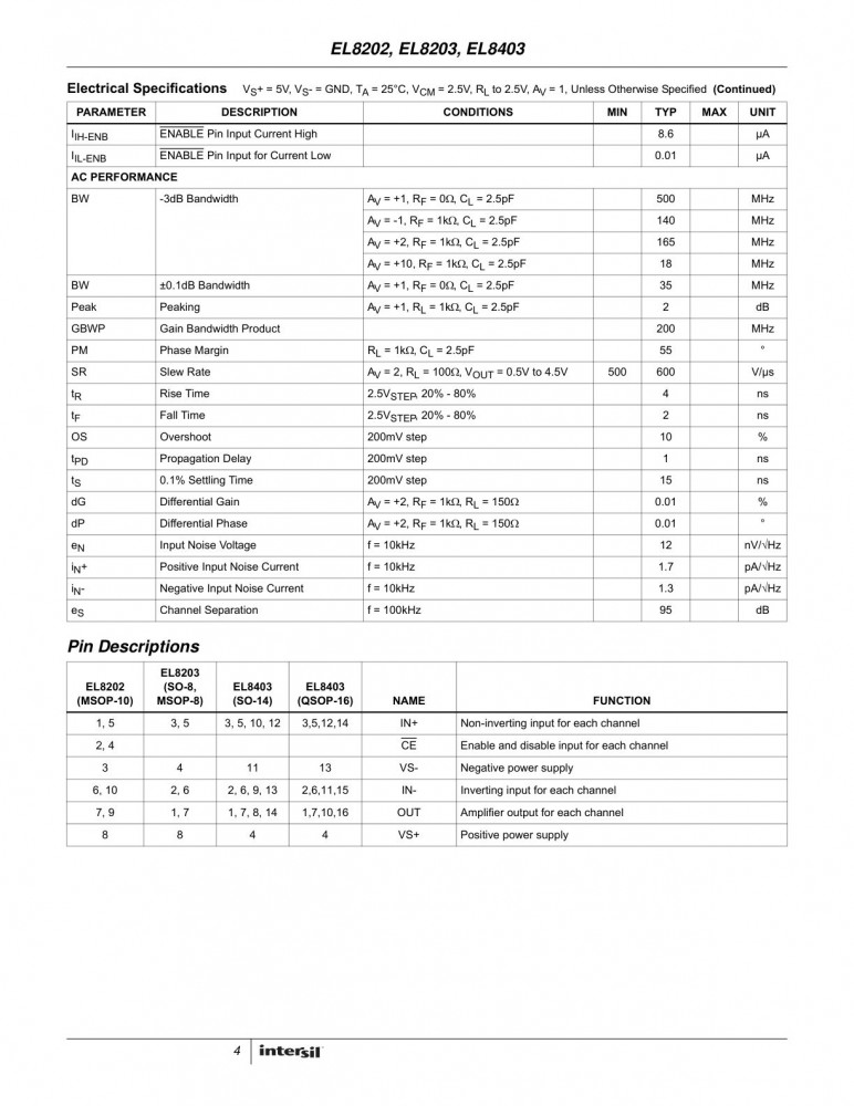 EL8403IS datasheet page 4
