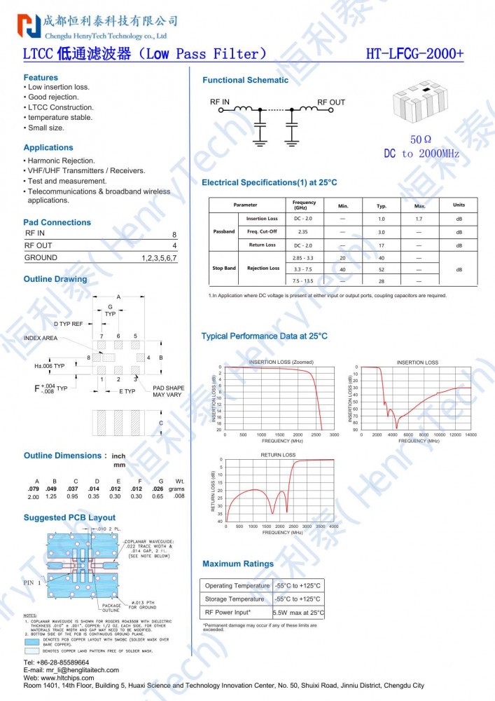 HT-LFCG-2000+ technical datasheet page