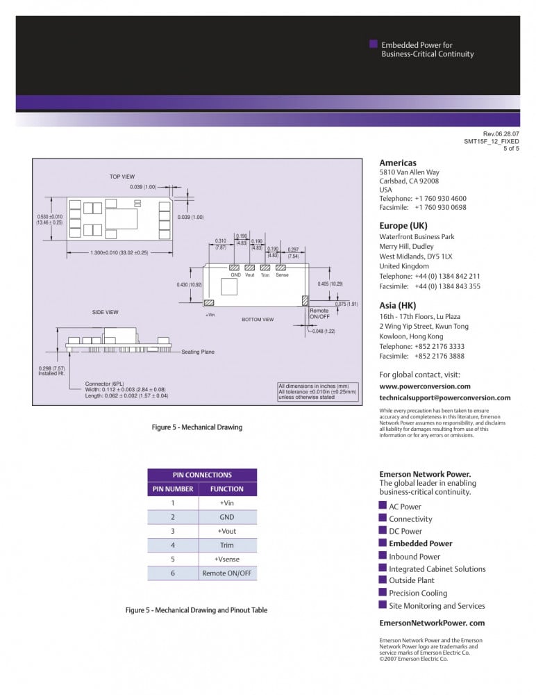 Artesyn SMT15F-12S1V0 datasheet page 5