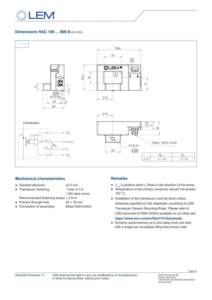 LEM HAC100-S datasheet page 4