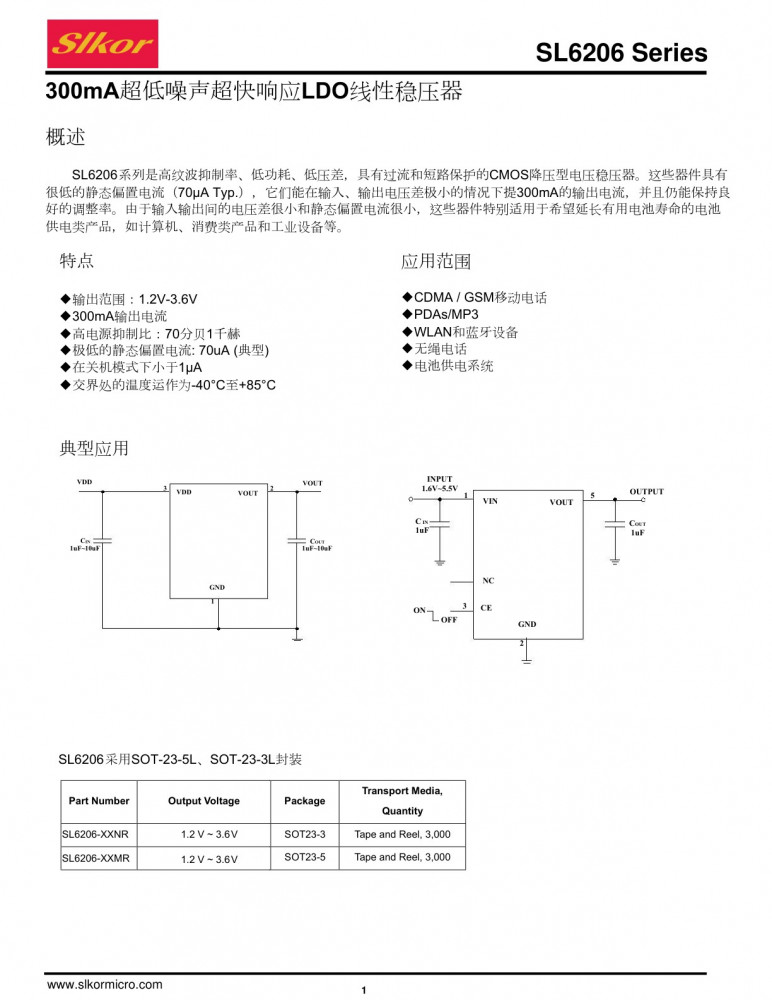 SL6206 datasheet page 1