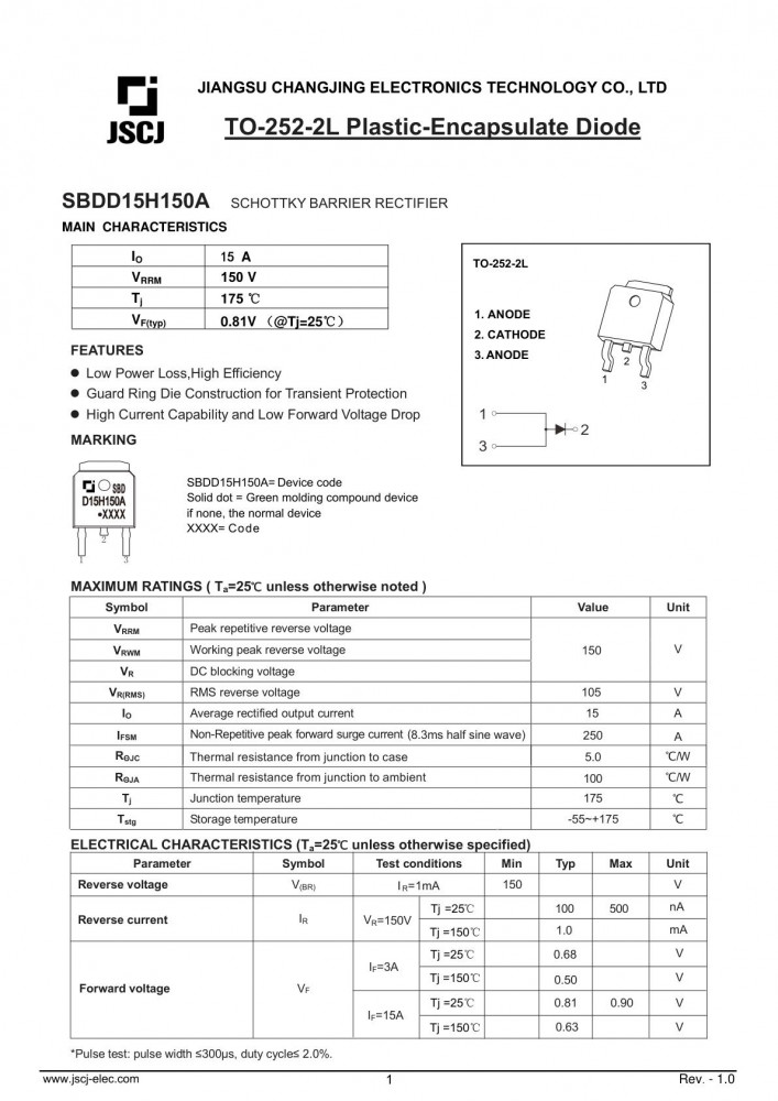 SBDD15H150A datasheet page 1
