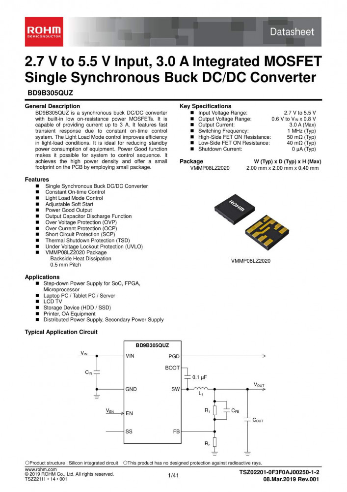 BD9B305QUZ-E2 datasheet page 1