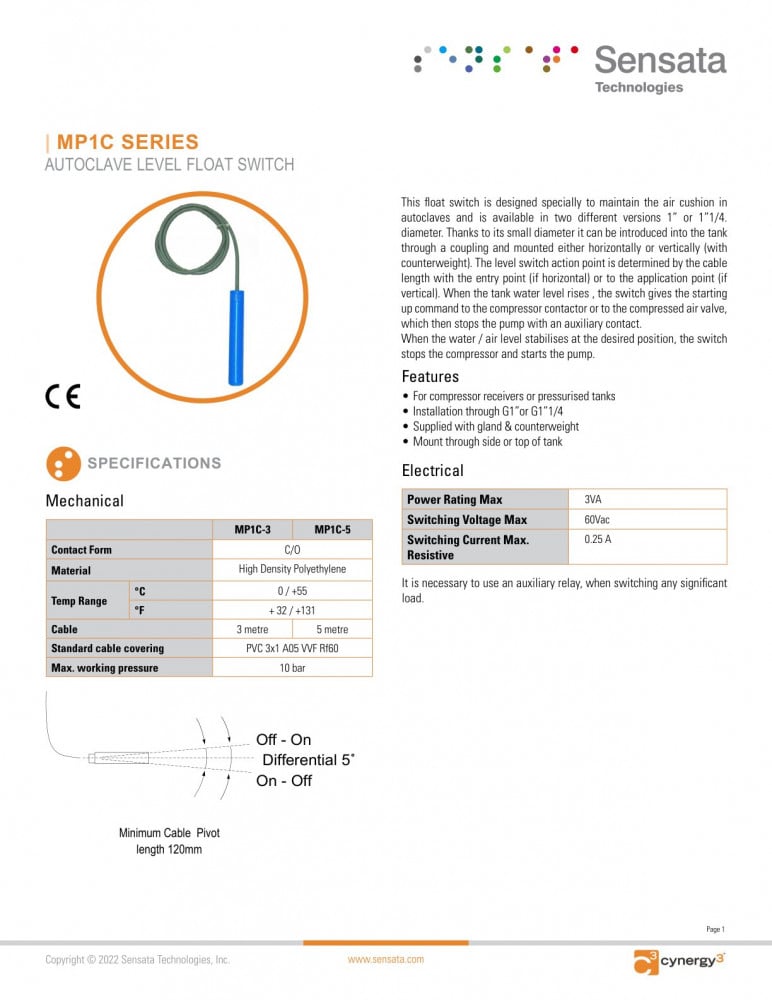Sensata MP1C series technical document page 1