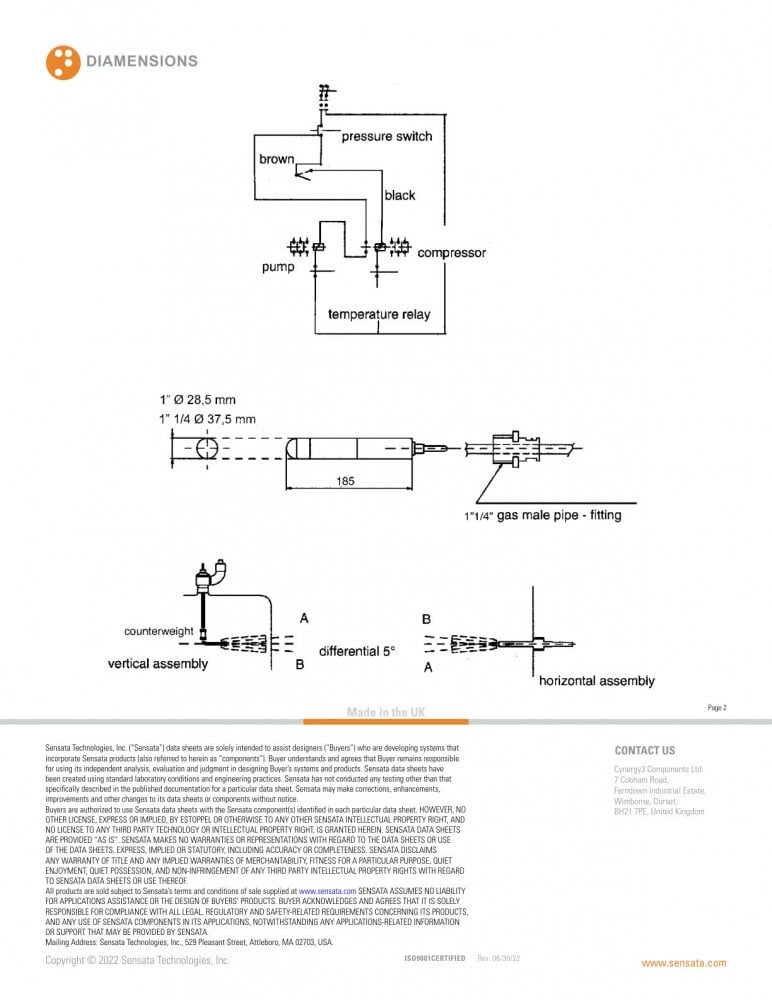 Sensata MP1C series technical document page 2
