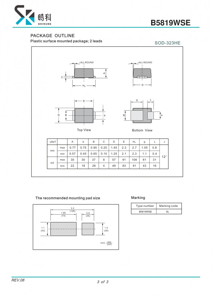 B5819WSE datasheet page 3
