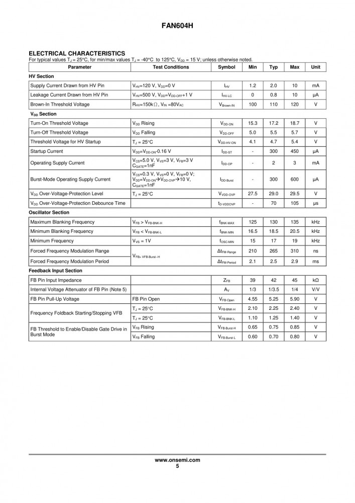 FAN604H datasheet preview, page 6