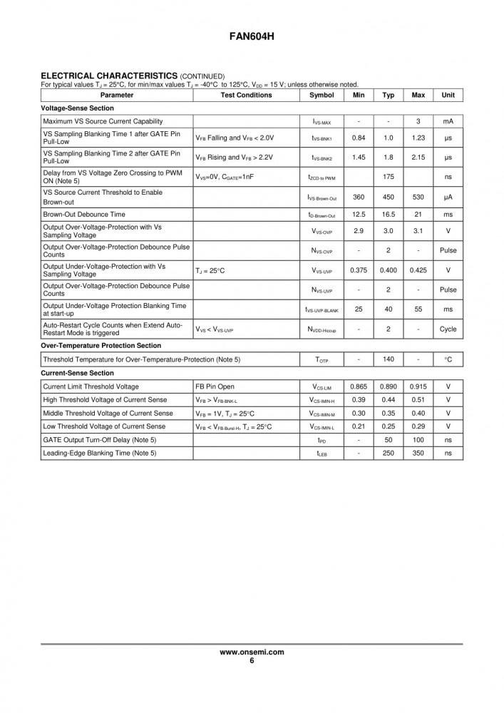 FAN604H datasheet preview, page 7
