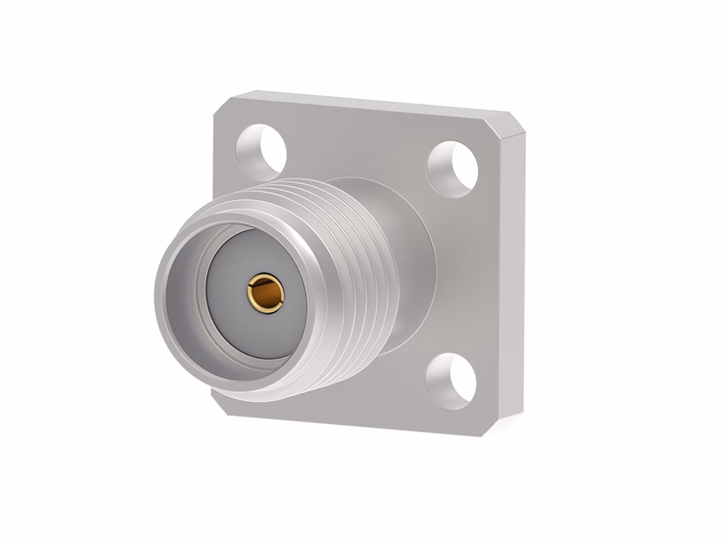 SMA Jack, Straight, 4-Hole Flange Mount, 0.375
