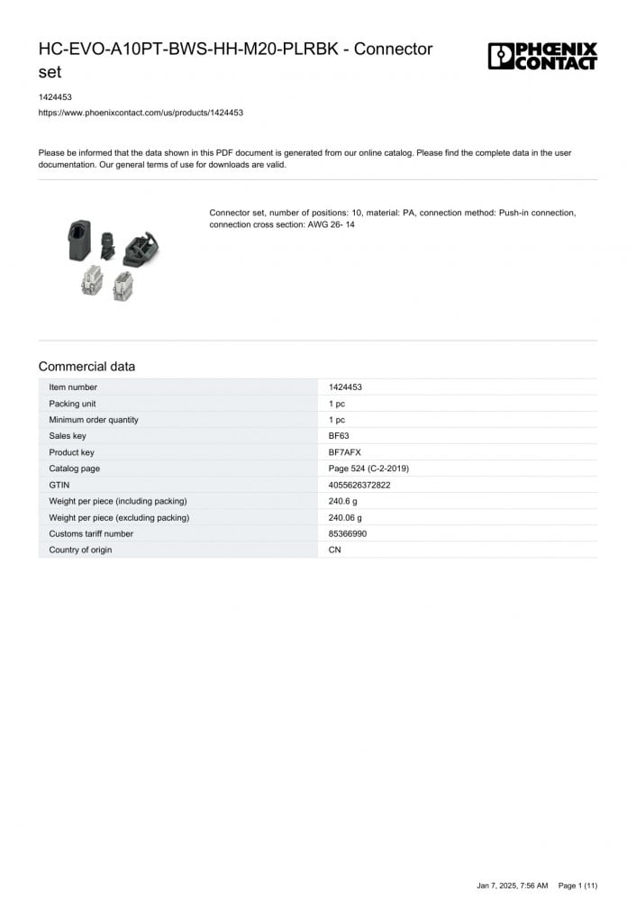 Phoenix Contact 1424453 documentation page 1