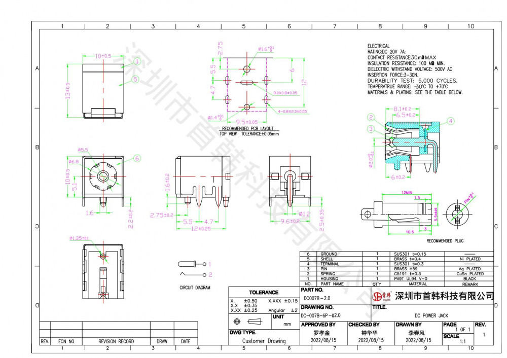 SHOU HAN DC007B-2.0 specification page 1